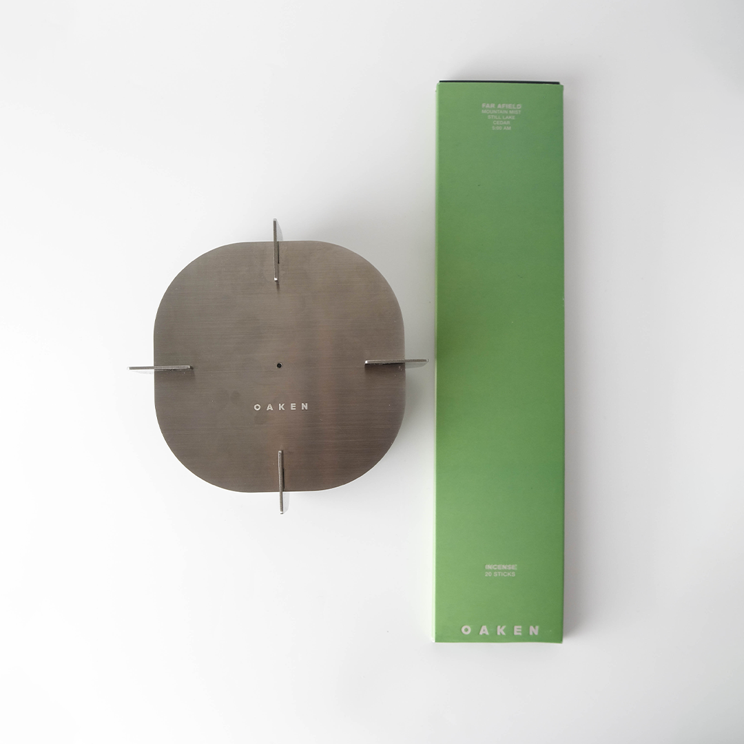 Oaken Lab Travel Gift Sets — Metallic Incense Holder + Incense Sticks
